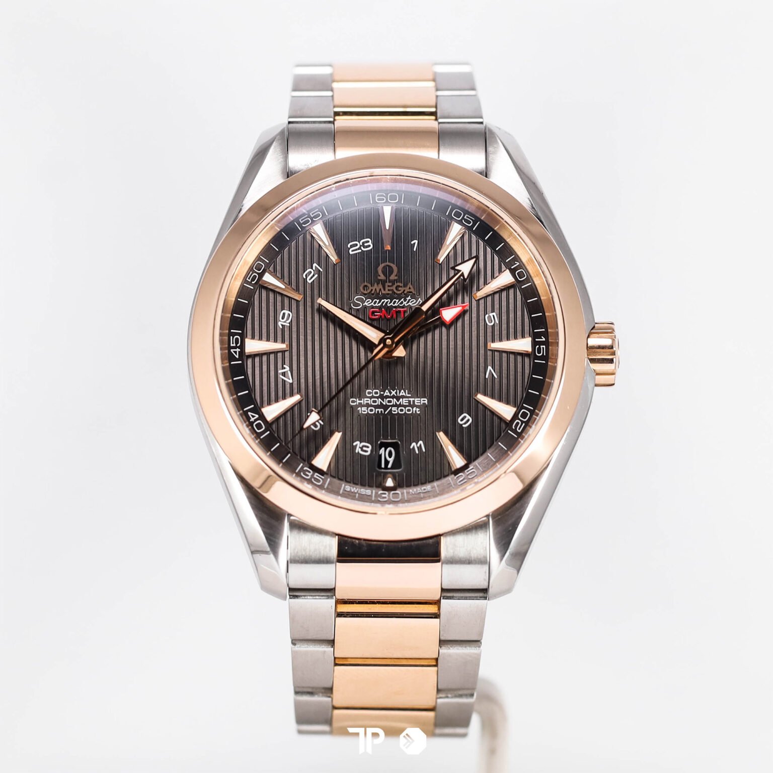 Omega Seamaster Aqua Terra 150M Two Tone Rose Gold Grey GMT 43mm (2017 ...